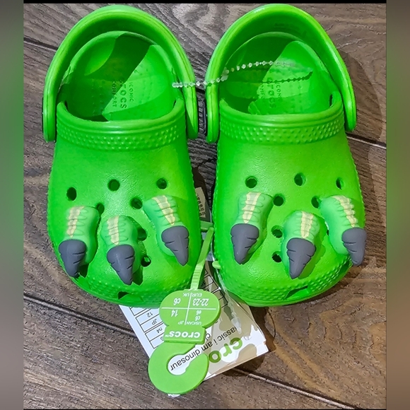 CROCS | Shoes | New Crocs Kids Green Dinosaur Clogs | Poshmark